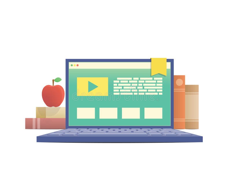 E-learning with Laptop, Learning through an Online Network. Stock ...