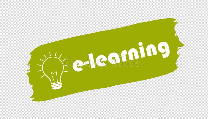 E-Learning and Lightbulb Brushstroke Banner - Green Vector Illustration ...