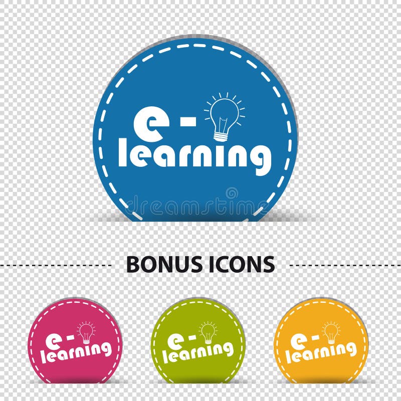 E-Learning and Lightbulb Square and Circle Buttons - Vector ...
