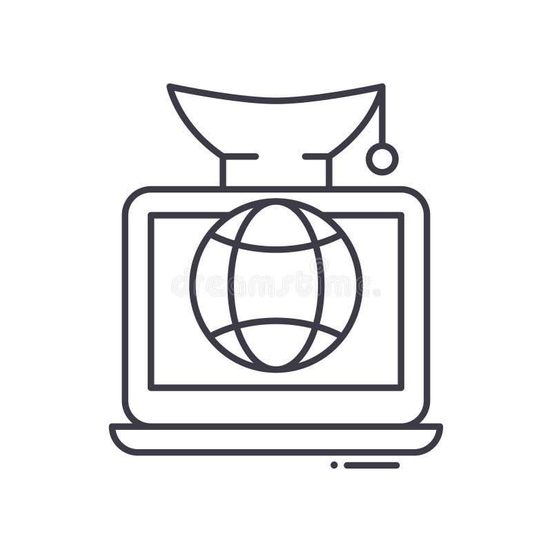 E-learning Line Icon, Outline Symbol, Vector Illustration, Concept Sign ...
