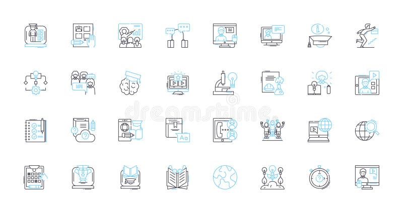 E-learning Linear Icons Set. Digital, Accessible, Interactive ...
