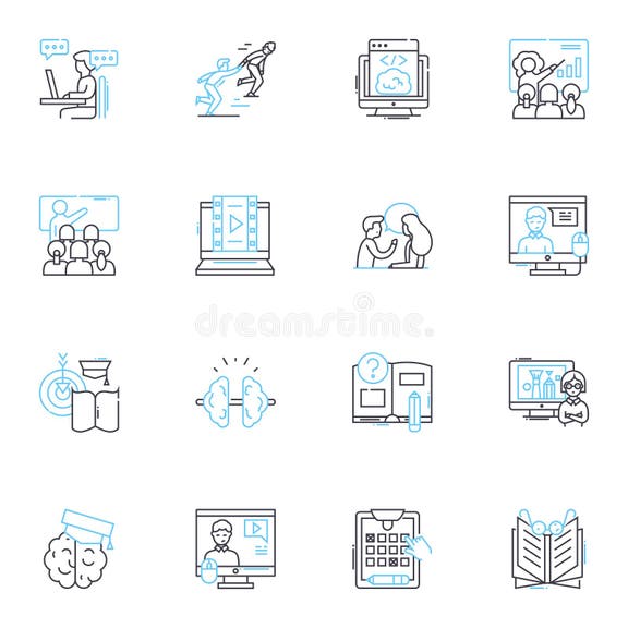 E-learning Linear Icons Set. Digital, Accessible, Interactive ...