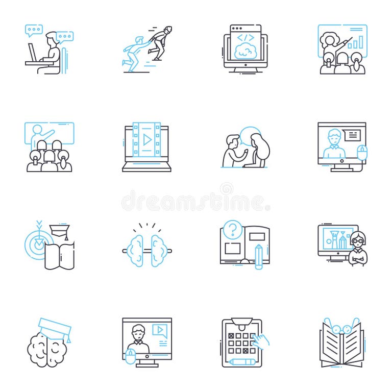 E-learning Linear Icons Set. Digital, Accessible, Interactive ...