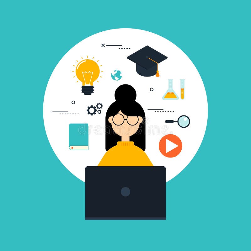 E-learning Modern Education Concept Flat Design Stock Illustration ...