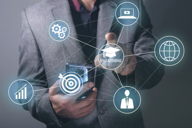 E-learning and Network Connection Icons Stock Photo - Image of internet ...