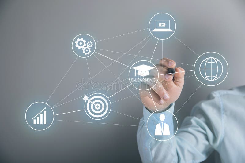 E-learning and Network Connection Icons Stock Photo - Image of digital ...