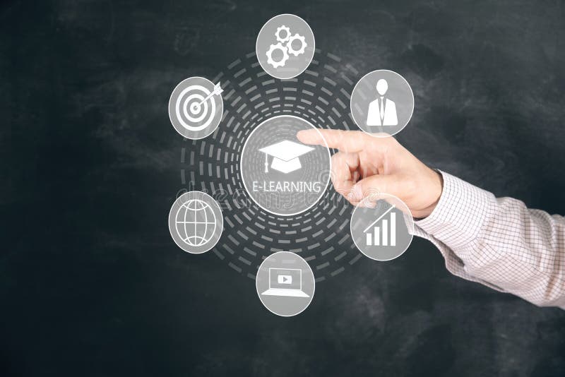 E-learning and Network Connection Icons Stock Photo - Image of concept ...