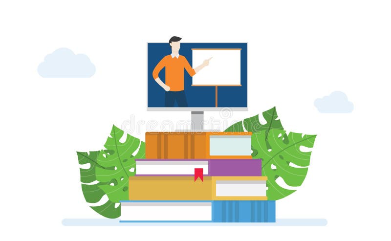 E-learning or Online Class Concept Education with Instructor Teaching ...