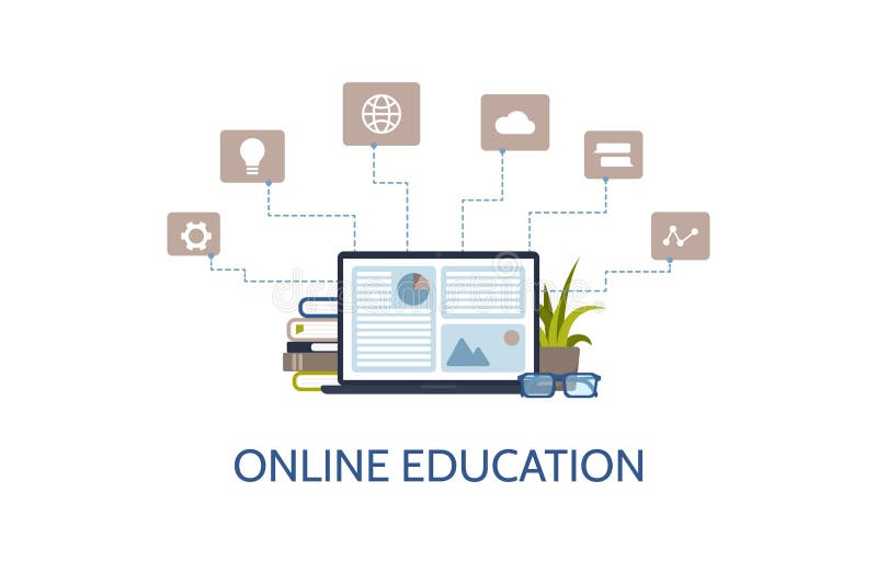E-learning and Online Education Banner Concept, Distance Learning ...