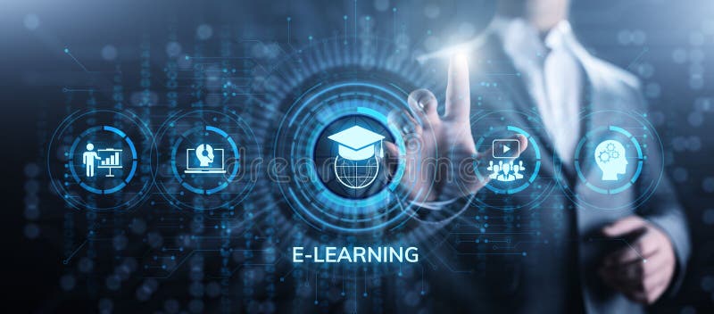 E-learning Online Learning Distance Education Concept. Businessman ...