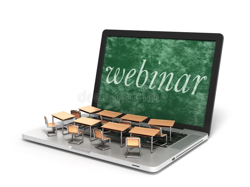 E-learning Online Education Concept School Desks on Laptop Keyboard 3d ...