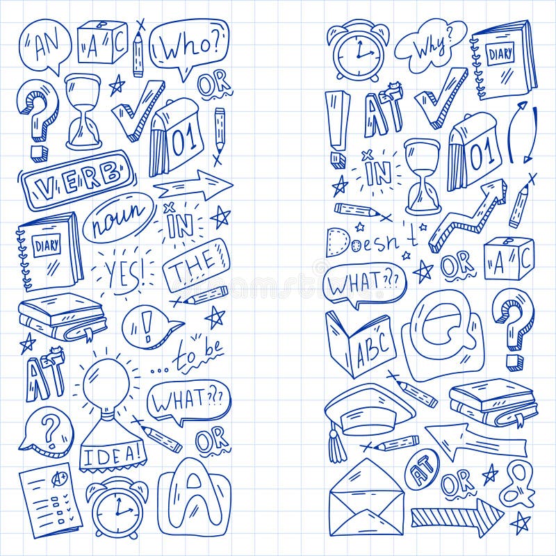 Doodle Vector Pattern. Illustration of Learning English Language. E ...
