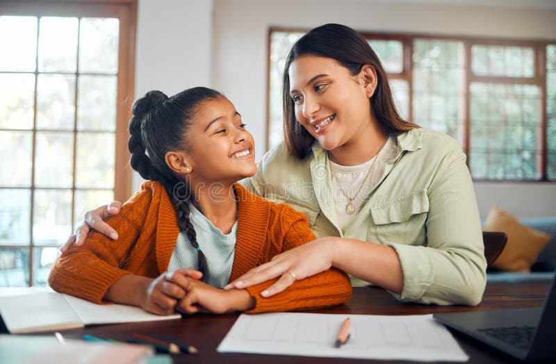 E Learning, Online Education and Mother with Child in Their Home Living Room for Teaching ...