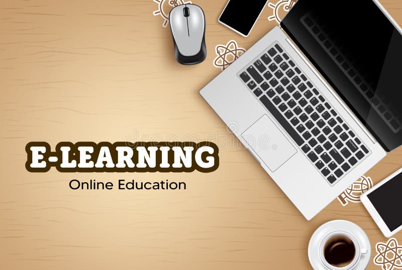 E-learning Online Education Vector Design. Online Education Text with ...