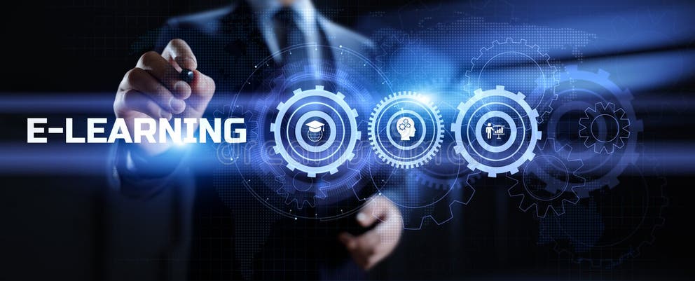 E-learning Online Learning Distance Education Concept. Businessman ...