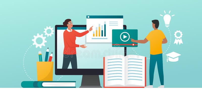 E-learning Platform and Distance Learning Stock Vector - Illustration ...