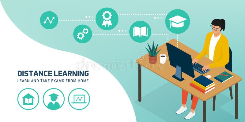 E-learning Platform and Distance Learning Stock Vector - Illustration ...