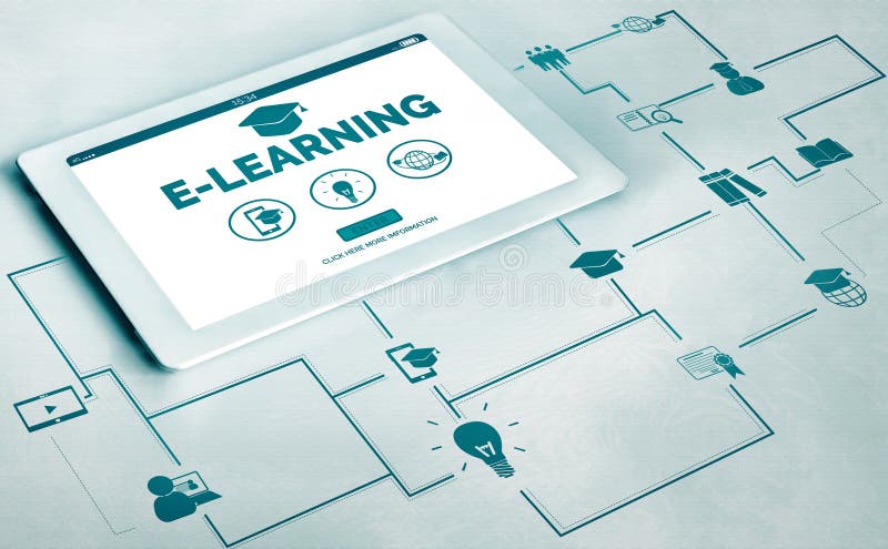 E-learning for Student and University Concept Stock Illustration ...