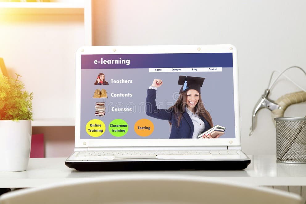 E-learning, students stock photo. Image of library, learning - 85808996