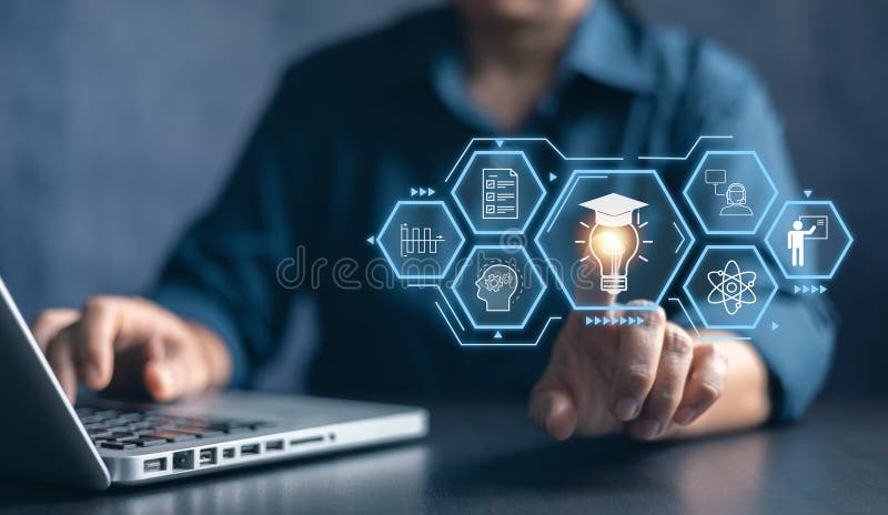 E Learning Technology Concept. AI and Machine Learning Enhance ...