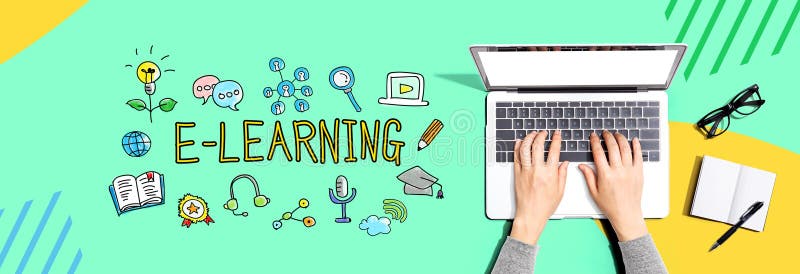 E-Learning Theme with Person Using a Laptop Stock Image - Image of ...
