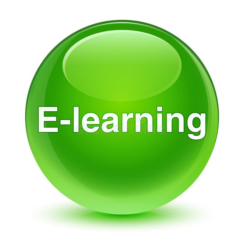 E-learning Training Glassy Green Round Button Stock Illustration ...