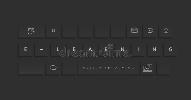 E-learning Vector Concept Design. Elearning Text in Key Board Element ...