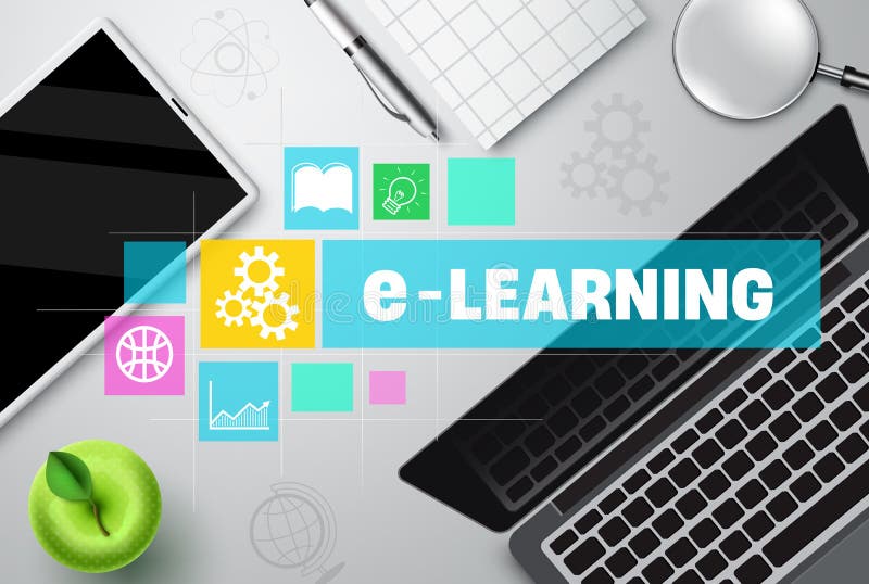 E-learning Vector Concept Design. Elearning Text in Technology and ...