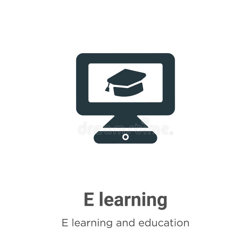 E Learning Vector Icon on White Background. Flat Vector E Learning Icon ...