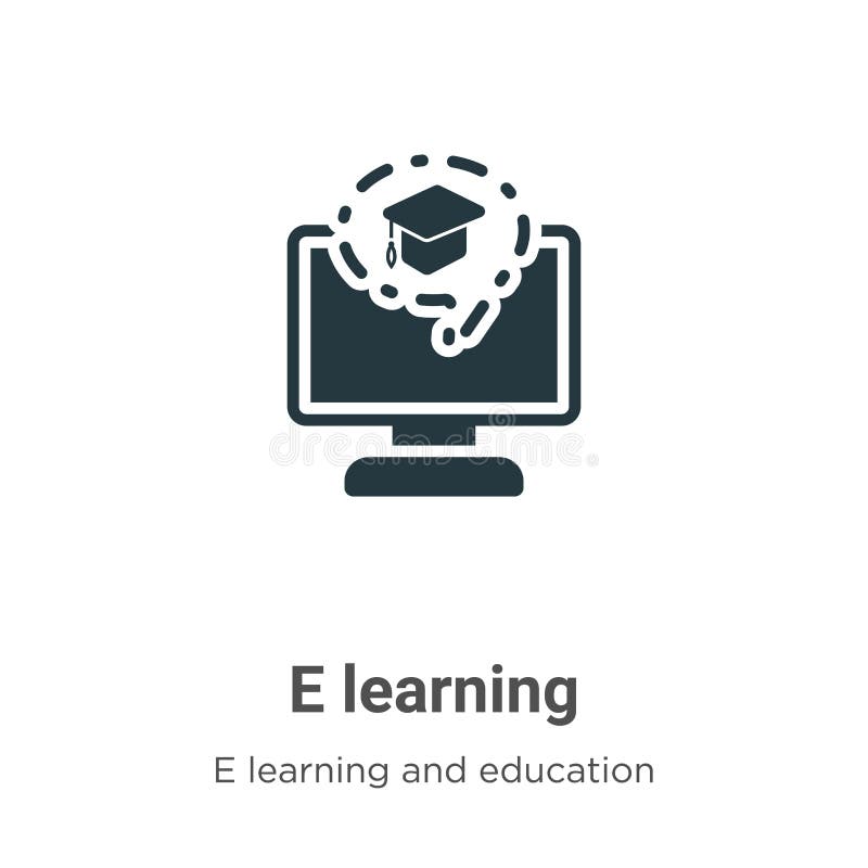 E Learning Vector Icon on White Background. Flat Vector E Learning Icon ...