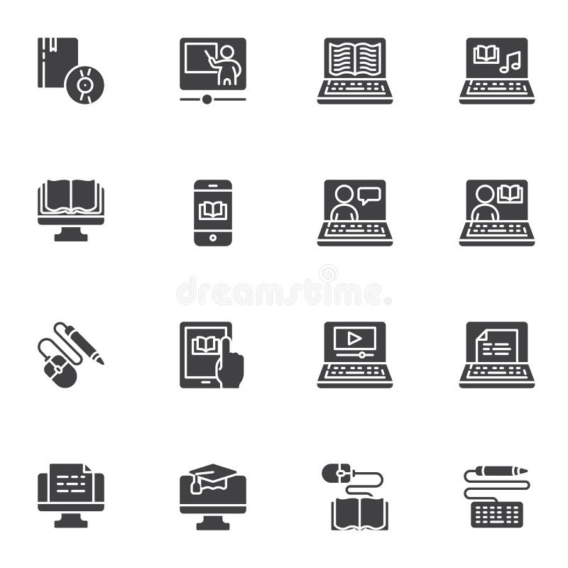 E-learning Vector Icons Set Stock Vector - Illustration of business ...