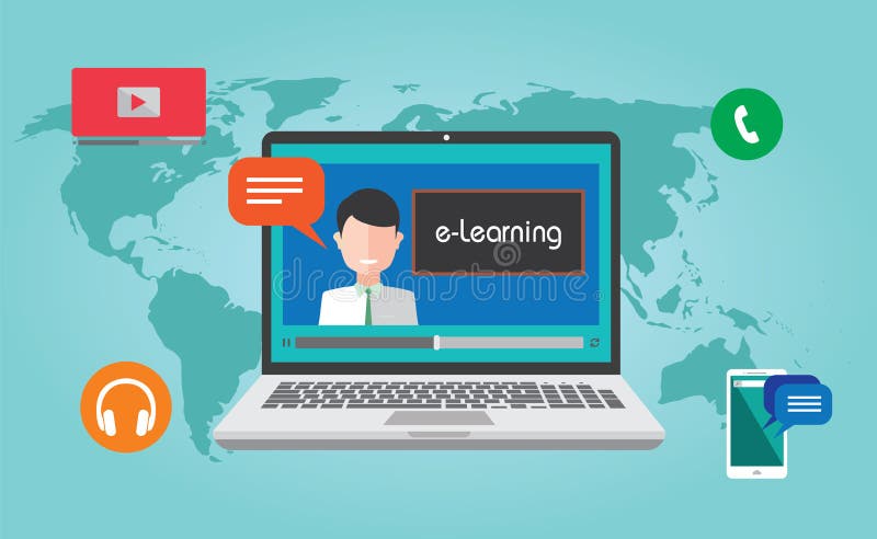 E-Learning Webinar Online Education Concept Stock Vector - Illustration ...