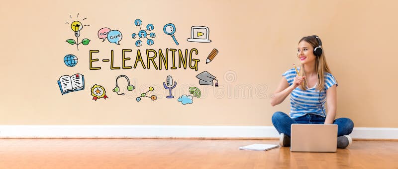 E-Learning with Woman Using a Laptop Computer Stock Photo - Image of ...