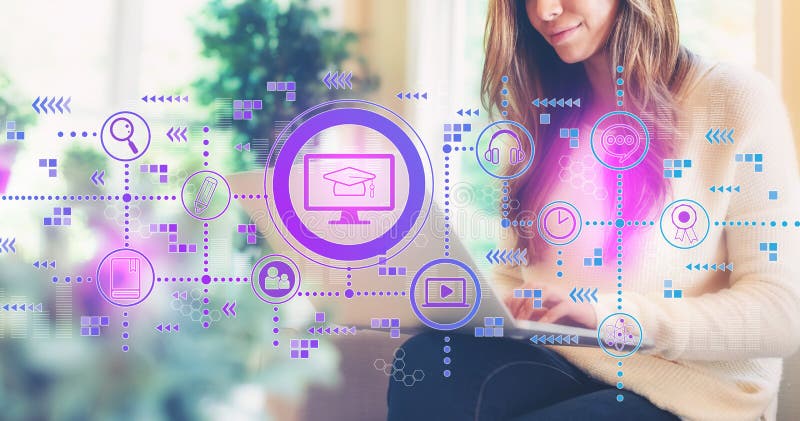 E-Learning with Woman Using a Laptop Stock Photo - Image of education ...