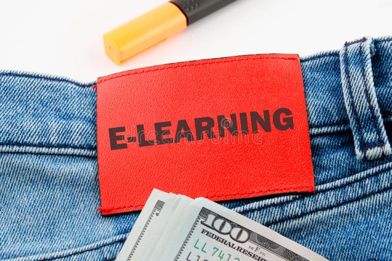 E-LEARNING Word on the Jeans Tag Stock Image - Image of design ...
