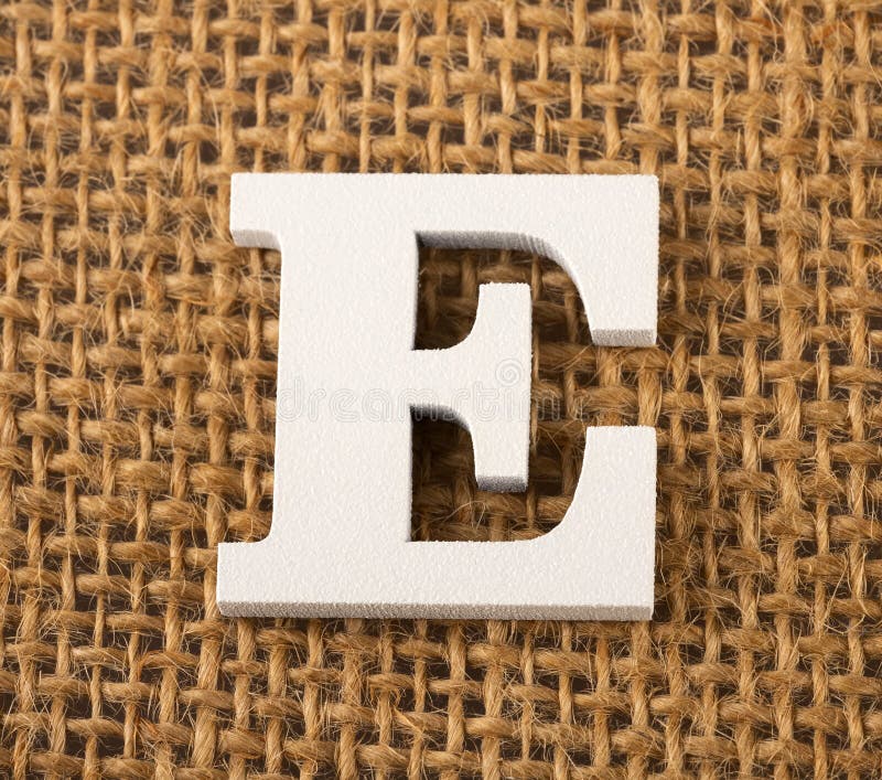 E, Letter of the Alphabet - Burlap Background Texture Stock Photo ...