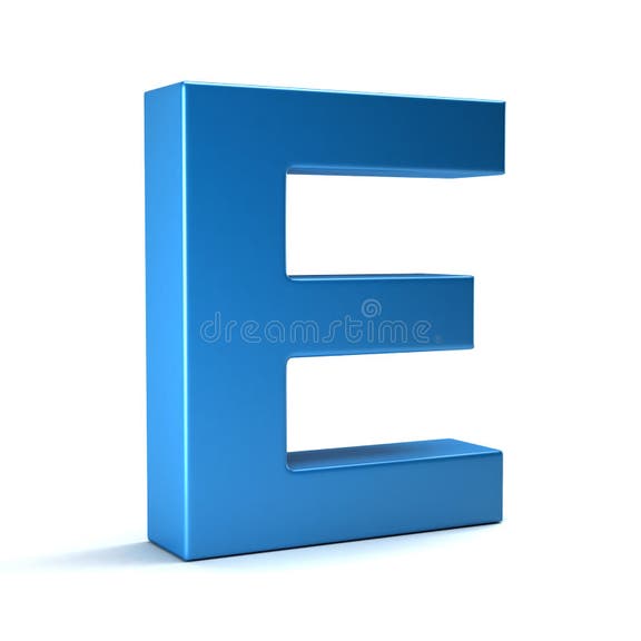 E Letter in Blue. 3D Render Stock Illustration - Illustration of card ...