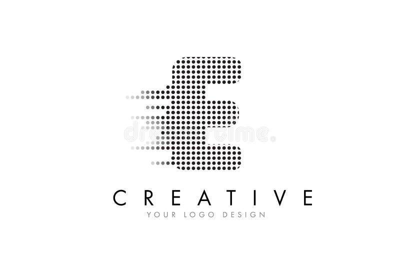 E Letter Logo with Black Dots and Trails. Stock Vector - Illustration ...