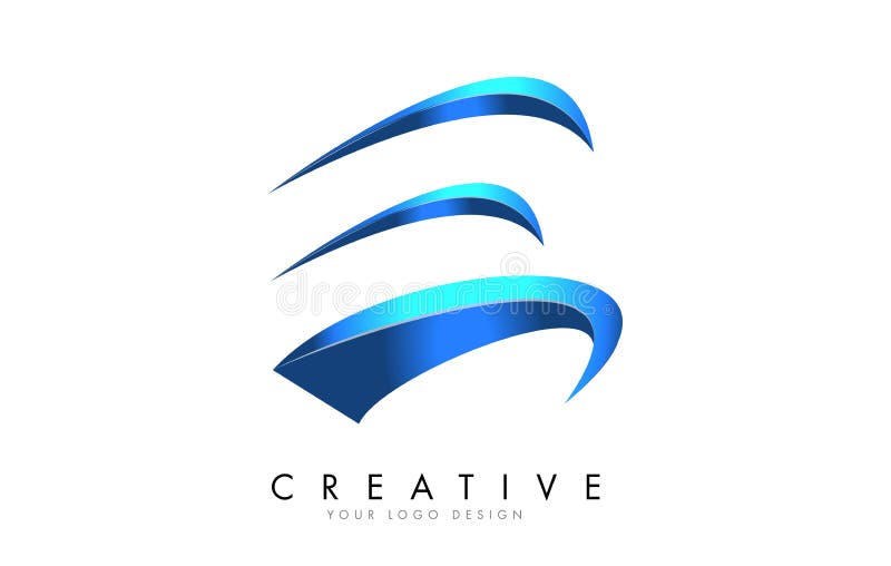 E Letter Logo with Blue Gradient and Swash Design Stock Vector ...