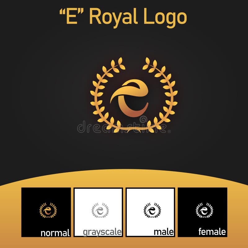 E Letter Logo Royal. Golden Color- Vector Stock Illustration ...