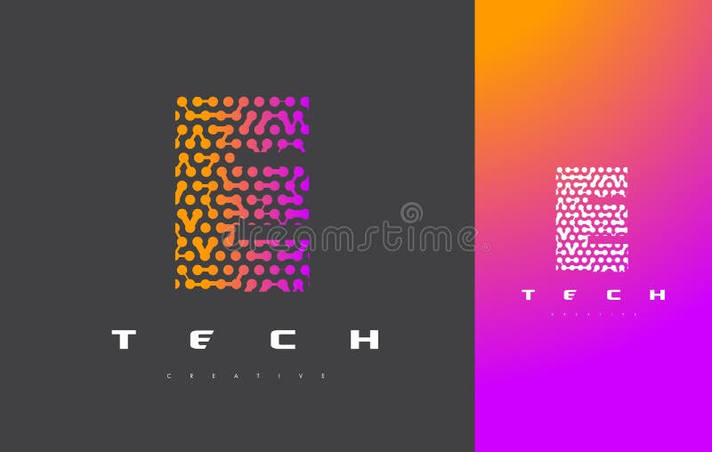 E Letter Logo Technology. Connected Dots Letter Design Vector. Stock ...