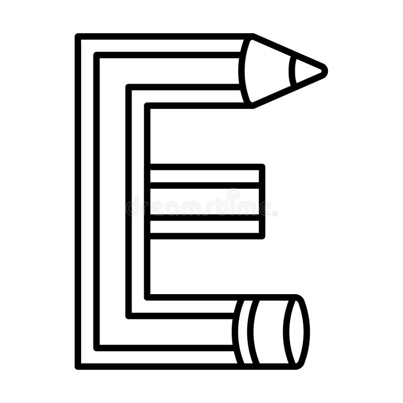 E Letter Pencil Letter Font. Stock Vector - Illustration of write ...