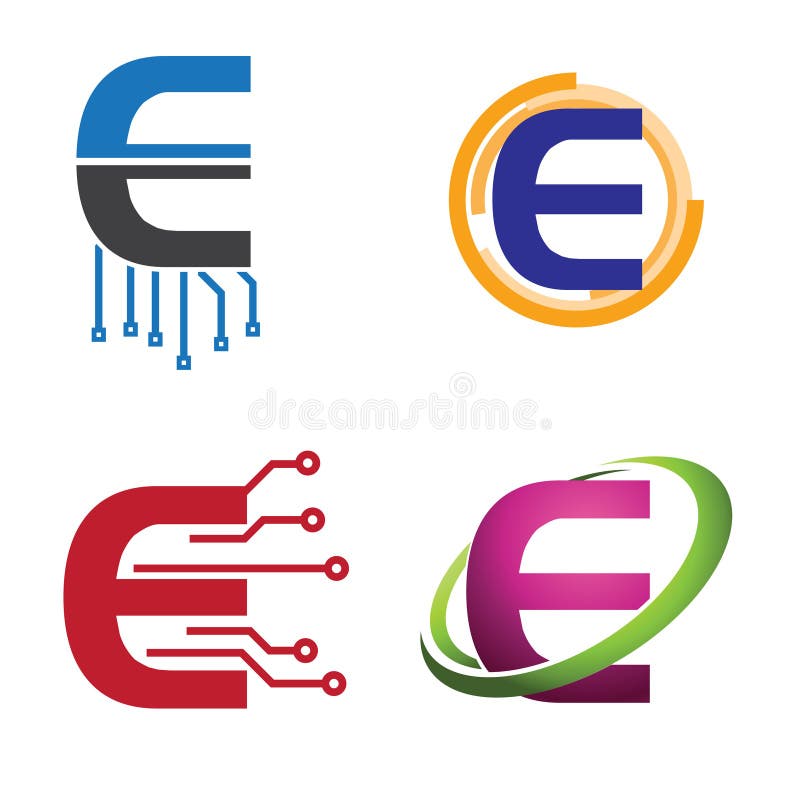 E Letter Technology Internet Symbol Logo Template Stock Vector ...