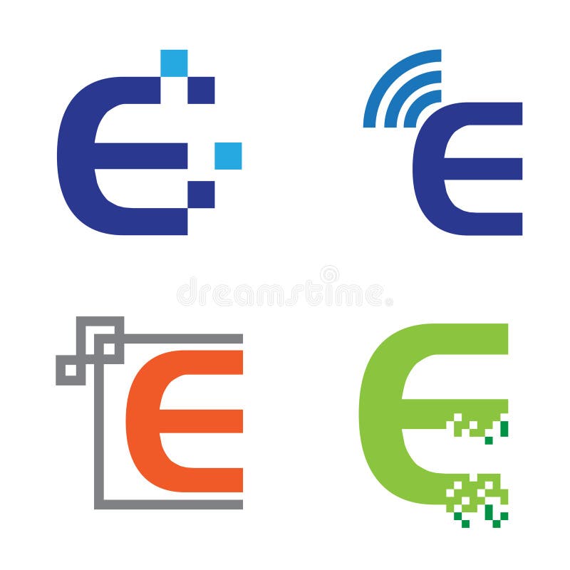 E Letter Technology Internet Symbol Logo Template Stock Vector ...
