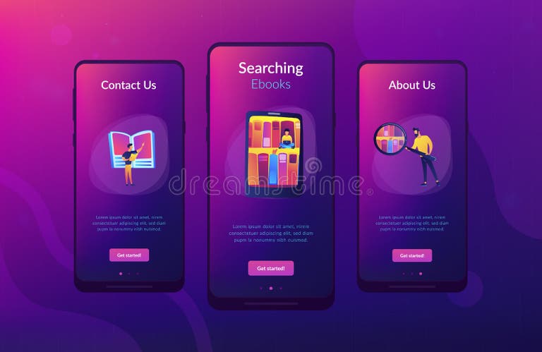 E-library App Interface Template. Stock Vector - Illustration of ...