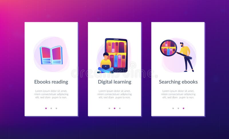 E-library App Interface Template. Stock Vector - Illustration of ...