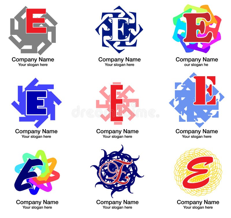 E-logo vektor illustrationer. Illustration av emblem - 23097184