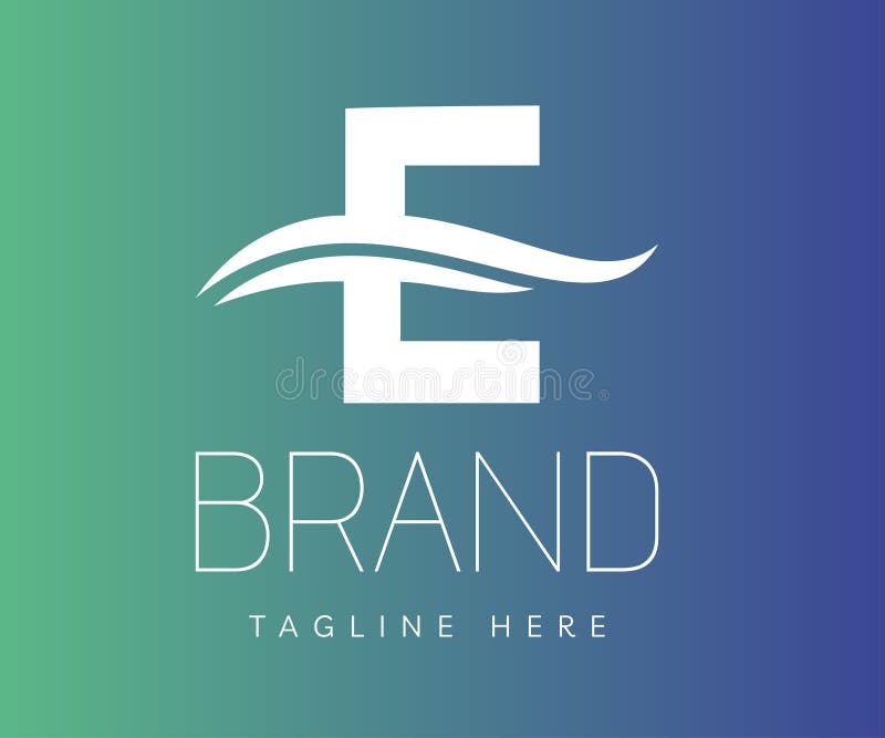 Letter E Logo Design. Uppercase Letter E with Wave Logo Stock Vector ...