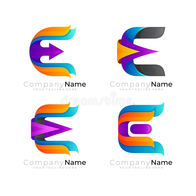 E Logo Vector, Symbol Letter E Logo with 3d Style Stock Vector ...