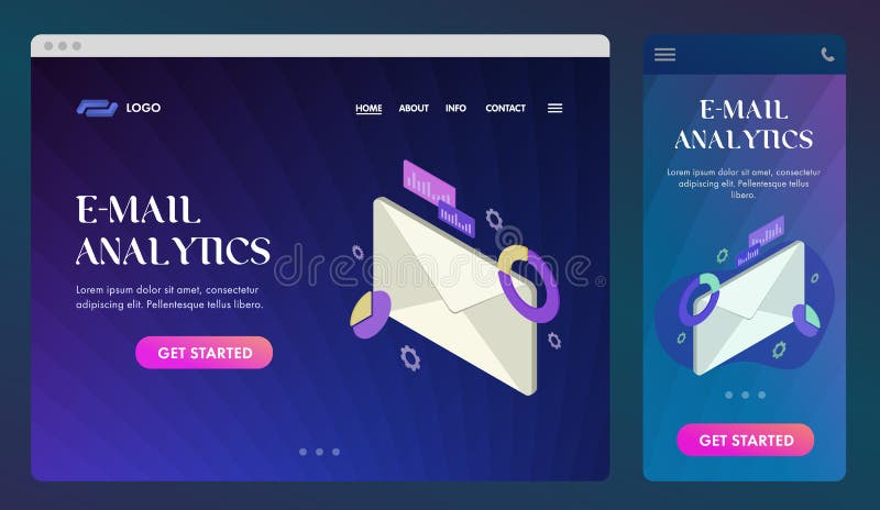 E-mail Analytics UI UX Marketing Web Design Template and GUI Mobile ...